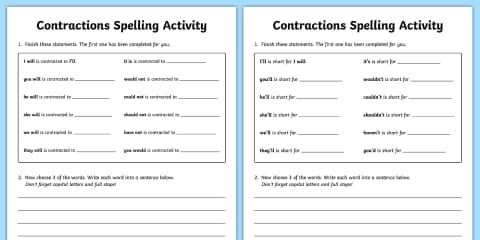 Contractions Multiple Choice Quiz