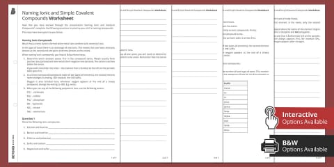 Balancing Chemical Equations Walkthrough Worksheet