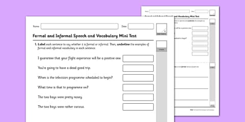 LKS2 Formal and Informal Language Warm-Up PowerPoint