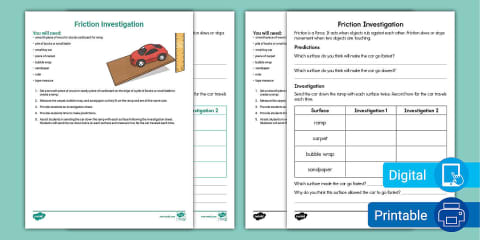 Friction Science Activities Pack