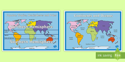 Equator, Tropics, Hemispheres and Poles Map