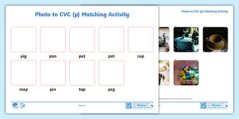 Photo to CVC (s) Matching Activity