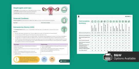 KS3 Contraception Advantages and Disadvantages Cut and Stick
