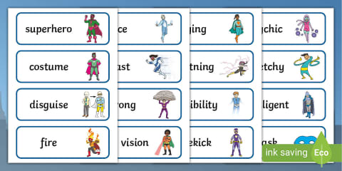 Superhero-Themed Days of the Week Word Cards - week, weekdays, labels ...