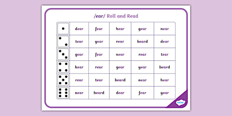 ear, air, ure and er Sorting Cards Activity