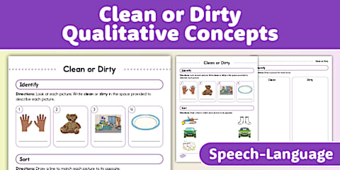 Big or Small Qualitative Concepts Worksheets for SLP