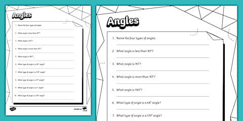 Fourth Grade Angles Cut and Paste Worksheet
