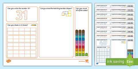 All About Numbers 31-40 Activity Pack