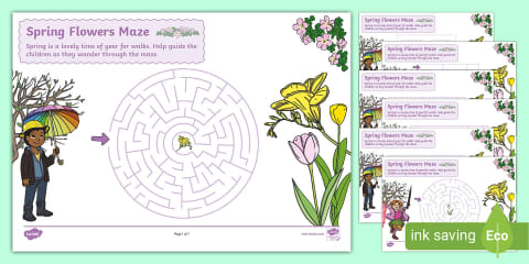 Spring Pencil Control Path Worksheets