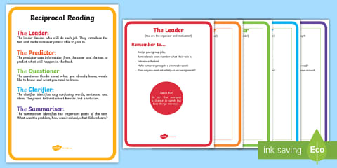 Reciprocal Reading Note Taking Worksheets