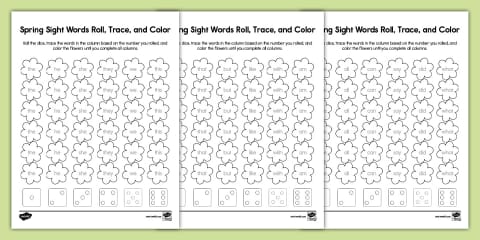 First Grade Sight Words Roll and Write Game