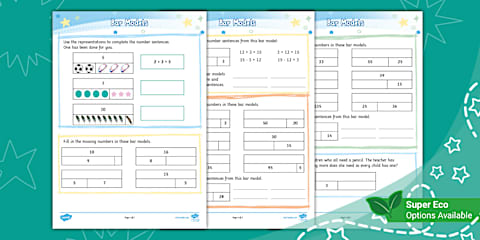 Bar Modeling Number Bonds to 10 Differentiated Worksheet Pack
