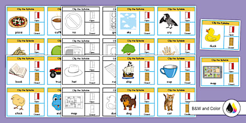 Open and Closed Syllables Sorting Activity