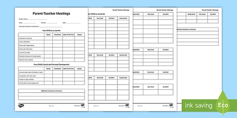 Parent's Meeting Record Sheets Pack