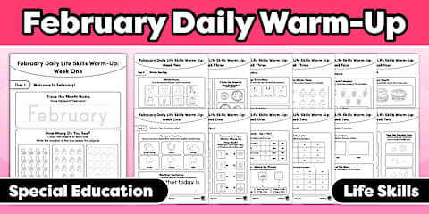 January Daily Life Skills Warm-Up Activities | Morning Work for Special ...