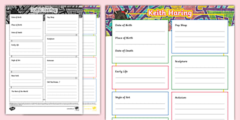 Keith Haring Inspired Art Challenge and Collage Activity Pack
