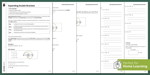 Algebra: Expanding Brackets Differentiated Activity Sheet