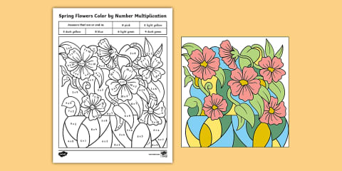 Third Grade Spring Color by Division Worksheet
