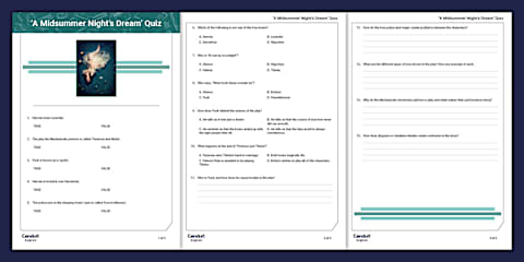 'A Midsummer Night's Dream' Character Cards Lesson Pack