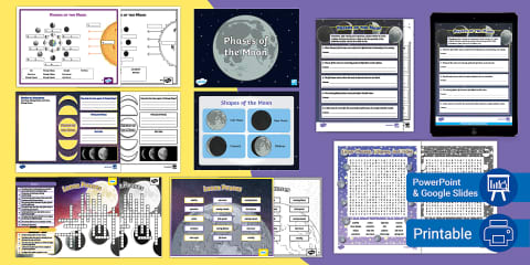 Label the Phases of the Moon Differentiated Worksheet for 6th-8th Grade