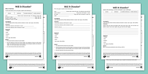 Dissolving Experiments: Investigation Worksheet Booklet