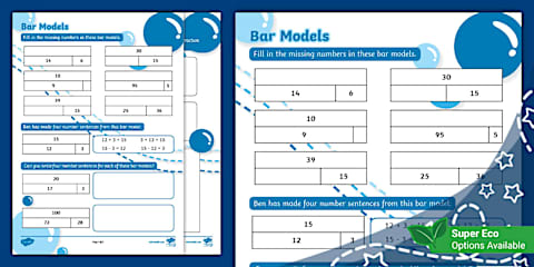 Bar Modelling Addition and Subtraction Worksheet Pack Grade 3