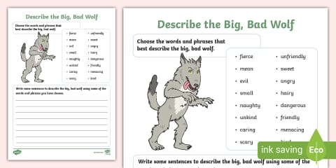 Big Bad Wolf Adjectives Worksheet