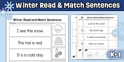 Ocean Read and Match Sentences Cut and Paste Worksheets for K-1st Grade