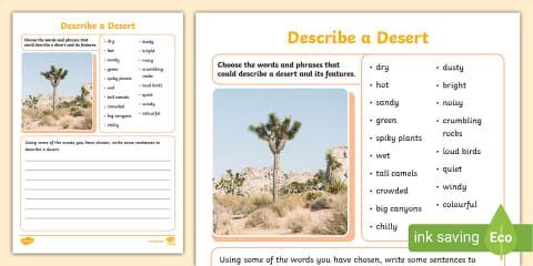 Desert Adjectives Photo Word Mat