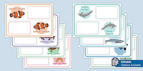 Editable Class Group Signs (Under the Sea)