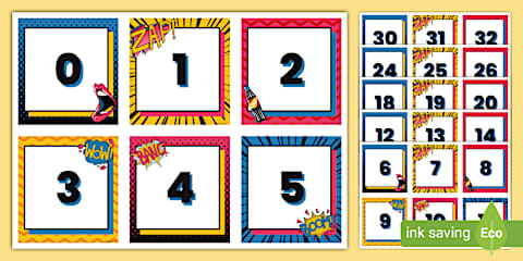 Summer Vibes Themed Square Number Cards