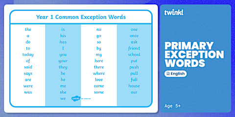 Common Exception Words Assessment Year 1