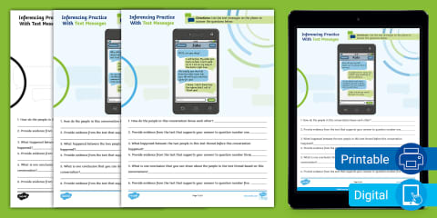 Texting a Message Worksheet