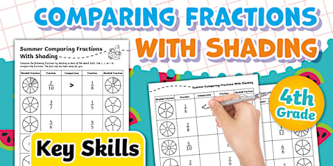 Fourth Grade Halloween Comparing Fractions With Shading Worksheet