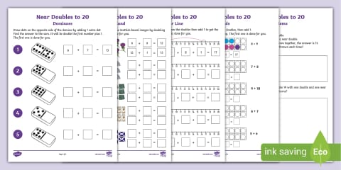 Near Doubles Flash Cards