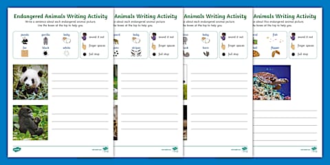 Endangered Animal Research Worksheet for K-2nd Grade