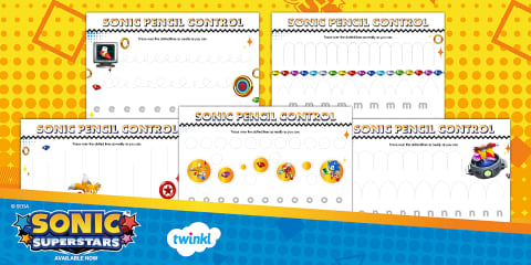 Sonic: Addition to 20 on a Number Line Worksheet for K-2nd Grade