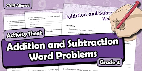 Grade 4 Mathematics – Addition and Subtraction Story Sums Activity ...