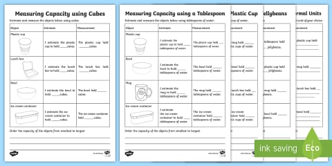 Capacity Sort Maths Centre Activity - measurement foundation, capacity, cooperative maths task ...