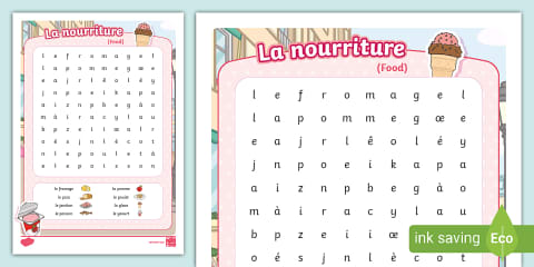 French Food Colouring Pages