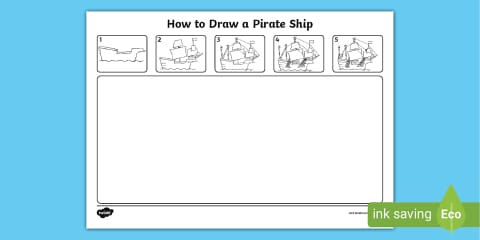 EYFS Draw a Pirate Ship Pencil Control Activity