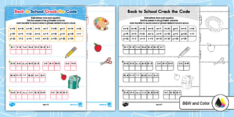 Second Grade Spring Addition and Subtraction Crack the Code Math Worksheet