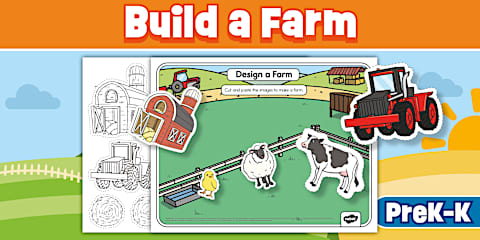 Farm Animals Count and Color to 10 Worksheet for PreK-K