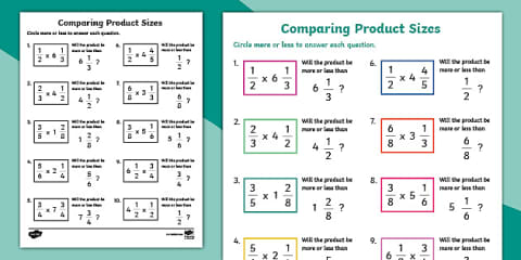 Comparing Product Sizes Task Cards - comparisons, fractions ...