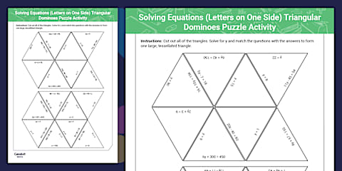 Solving Equations: Tarsia Triangular Dominoes Resource Pack