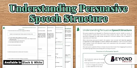 Writing a Persuasive Speech Worksheet