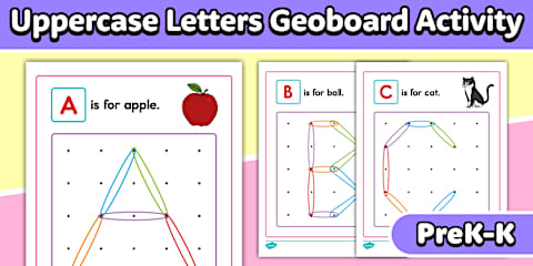 Lowercase Alphabet Letter Formation Geoboard Activity for PreK-K