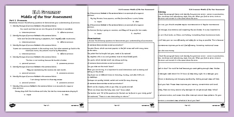 Sixth Grade ELA Reading Middle of the Year Assessment