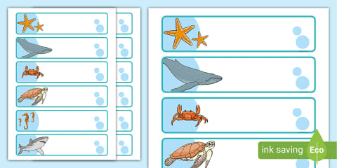 The Great Barrier Reef Themed Name Labels