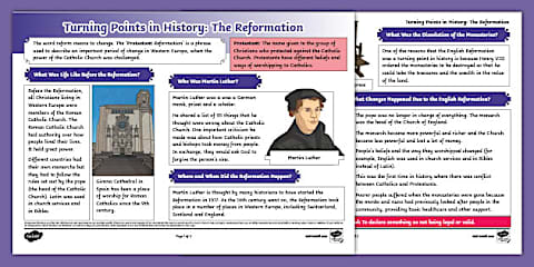 Martin Luther and the Reformation Mind Map